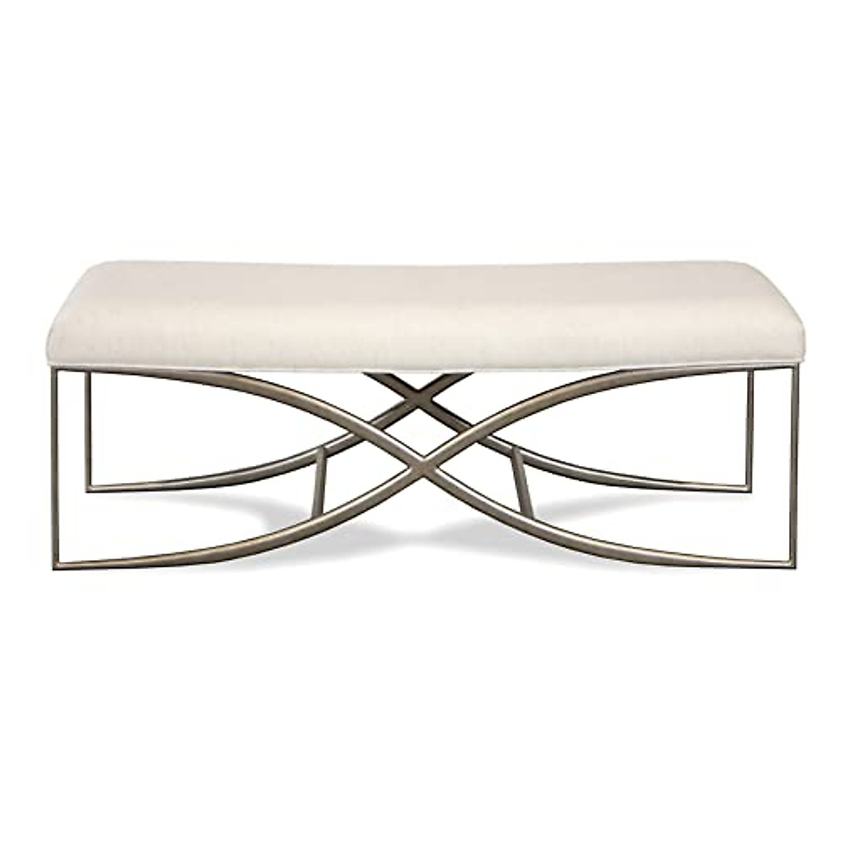 Roundhill Furniture Mantalia Upholstered Bench with Metal Frame, Champagne