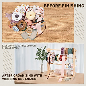 PUNLUXU Ribbon Storage Rack Spool Holder Organizer Sewing Craft Wreath Mesh Crochet Thread Tulle Roll Washi Tape Craft Florist Wrapping