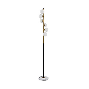 Floor lamp Modern Led Floor Lamps for Living Room Glass Ball Standing Lampes Gold Light Bedroom Luminaire Home Decor Lighting Fixtures (Color : Black) (White)