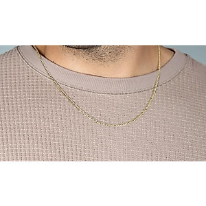 Jewelry America Solid 14K Yellow Gold 2.5mm Concave Cuban Link Curb Chain Necklace, 16"