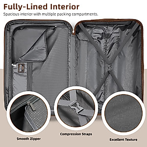 LARVENDER Luggage Sets 5 Piece Hard Shell Expandable Suitcase Set with Double Spinner Wheels TSA Lock (Black Brown, 5 Piece Set)