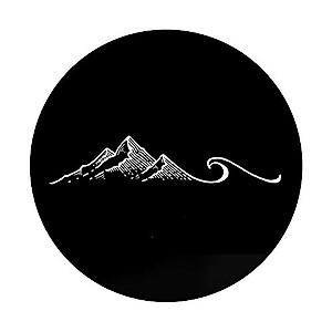 Cool Mountains Moon Watercolor Design on Black PopSockets Swappable PopGrip