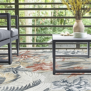 Water Resistant Modern 2x3 Indoor Outdoor Patio Rug | Floral, Small Outdoor Rugs for Patios, Deck, Porch, Entryway | Outside Area Rug | 1'11'' x 3'