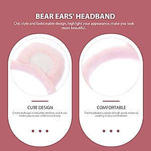 LALAFINA Bear Ears Headband Plush Pink Fluffy Hairband Animal Ear Caps Face Washing Hair Hoops Cute Hairband Makeup Headband for Women Girls