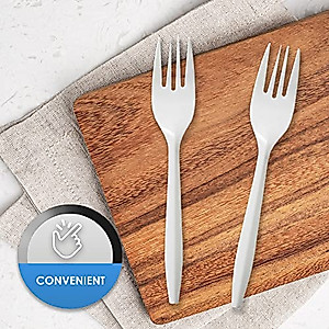 PAMI Medium-Weight Disposable Plastic Forks [400-Pack] - Bulk White Plastic Silverware For Parties, Weddings, Catering Food Stands, Takeaway Orders & More- Sturdy Single-Use Partyware Forks