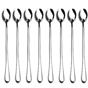 9-inch Long Handle Stirring Spoon, Ice Tea Coffee Spoon, Stainless Steel Cocktail Mixing Spoons - Set of 8