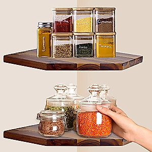 Demigo Corner Shelf Wall Mount, Set of 2 Solid Acacia Wood Floating Corner Shelf, Smooth - Durable - Attractive Corner Shelves for Bedroom Living Room Bathroom Kitchen