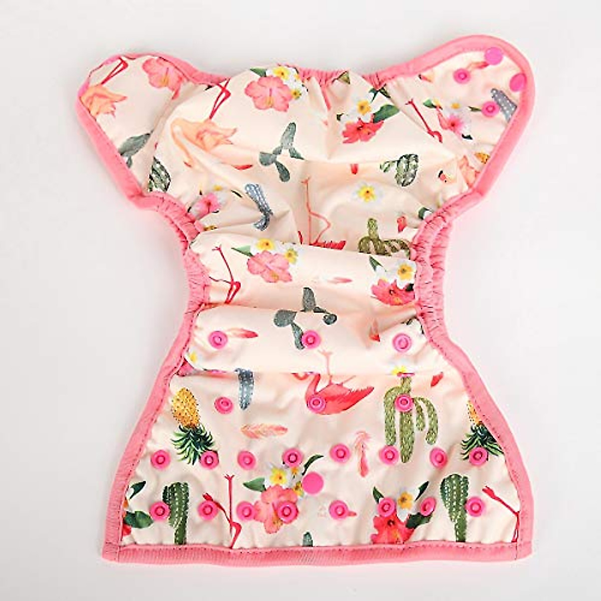 One Size Cloth Diaper Cover Snap With Double Gusset (Flamingo)