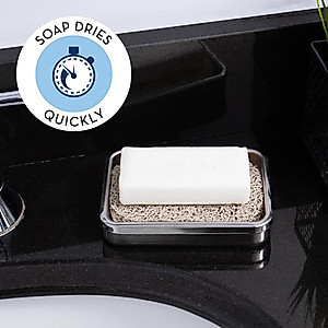 S&T INC. Soap Holder for Kitchen and Bathroom, Hand Soap and Bar Soap Lift, 2.9 Inches x 4.4 Inches, Cream, 4 Pack