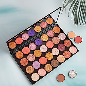 Allwon Medium Empty Magnetic Plastic Eyeshadow Makeup Palette with 15Pcs Adhesive Empty Palette Metal Stickers for Eyeshadow Lipstick Blush Powder