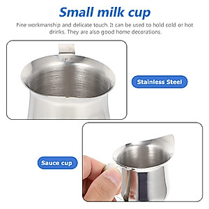 2 Pcs Stainless Steel Milk Cup Milk Pitcher Milk Container Sauce Holder Coffee Frothing Cup Milk Jug Kitchen Supply Practical Sauce Cup Multipurpose Cup Milk Holder Sauce Jug