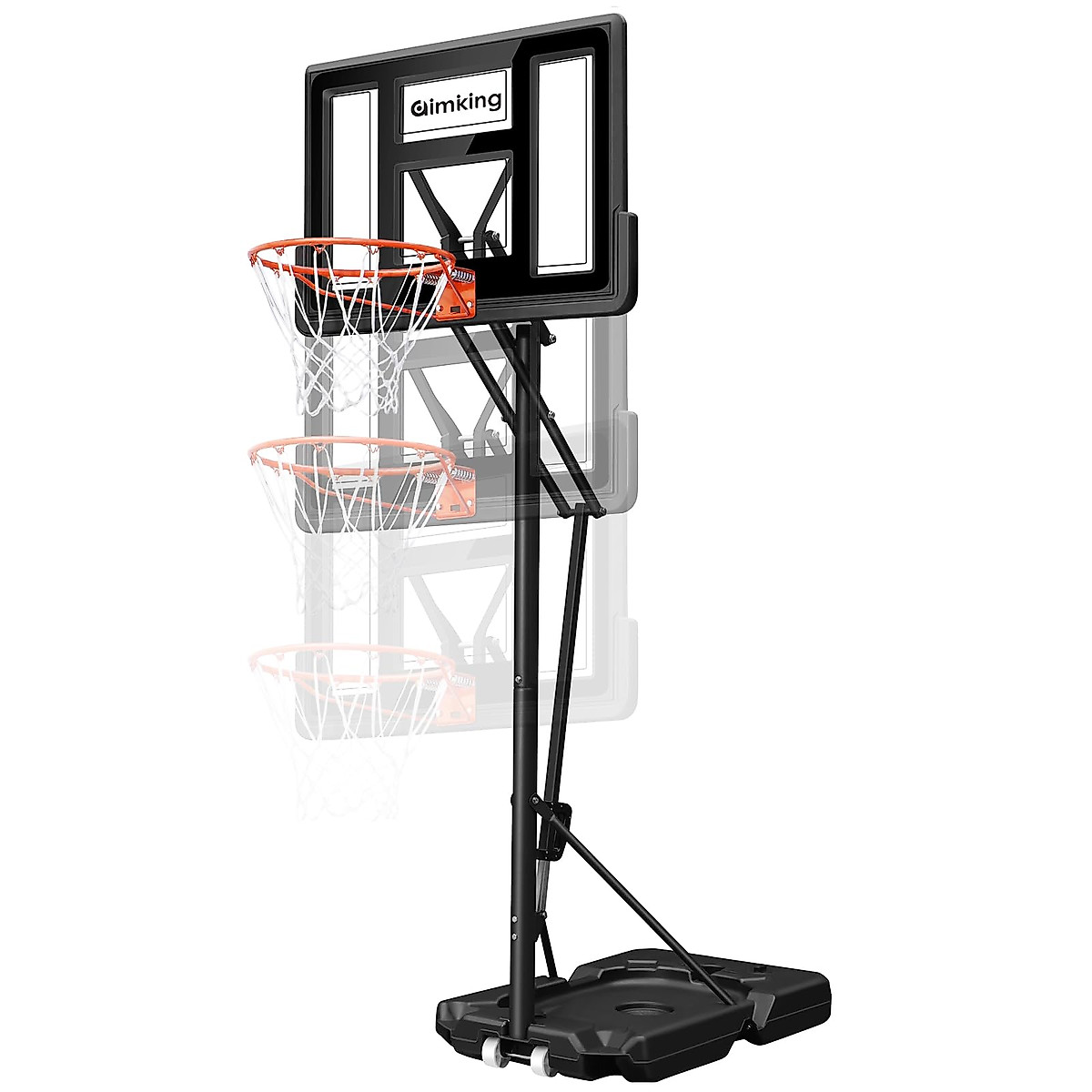 Aimking Portable Basketball Hoop Outdoor System with 44 Inch Shatterproof Backboard, 4.8-10 Feet Height Adjustable Basketball Goal System for Youth/Teens/Adults Indoor Outdoor