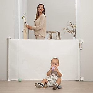 Retractable Baby Gate, Momcozy Mesh Baby Gate or Mesh Dog Gate, 33" Tall,Extends up to 55" Wide, Child Safety Gate for Doorways, Stairs, Hallways, Indoor/Outdoor