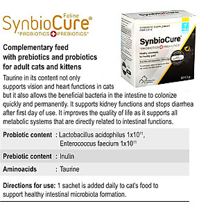 SynbioCure I Probiotics & Prebiotics for Cats I Powder Cat Supplement I Digestive Health Support I 200 Billion Bacteria Per Sachet I 30 Sachets*2 g
