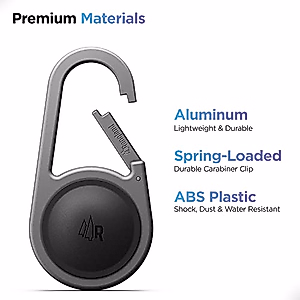 RANGLAND Carabiner AirTag Holder with Keychain - Ultra Durable Shockproof/Waterproof Case with Spring-Loaded Clip (Designed for Apple AirTag) (Aluminum)