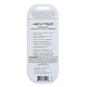About Face Fuzz-Free Compact Facial Razors for Shaving & Exfoliating - Includes 3 Beauty Groomers - For Face, Lips & Eyebrows