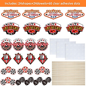 24 Pieces Las Vegas Party Decorations, Casino Party Centerpiece Sticks Casino Cutouts for Baby Shower Birthday Party Casino Theme Party Centerpiece Sticks Table Toppers(Las Vegas)