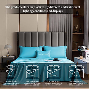 Whitney Home Textile Full Size Sheet Set - Rayon Derived from Bamboo, Luxury Cooling Bed Sheets, 16" Extra Deep Pocket, Soft & Breathable Hotel Bedding Sheets and Pillowcases Sets