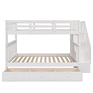 HYC Stairway Bunk Bed with 3 Drawers White