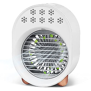SISMEL Portable Misting Fan, 3 Speed Personal Small Desk Fan with 200ML Water Tank, USB Rechargeable Cooling Mist Fan with Colorful Nightlight, Battery Operated Fan for Bedroom Office Outdoors (White)