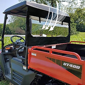 QYMOTO Hisun 400 UTV Rear Windshield,Back Window Dust Panel with Zipper Open for Hisun Sector 400, Coleman UT400,Massimo msu400