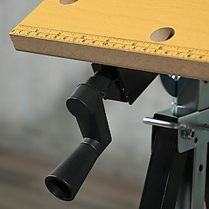 HOMCOM Work Bench Tool Stand with Adjustable Height and Angle, Carpenter Saw Table with 4 Clamps, Steel Frame, 220lbs Capacity