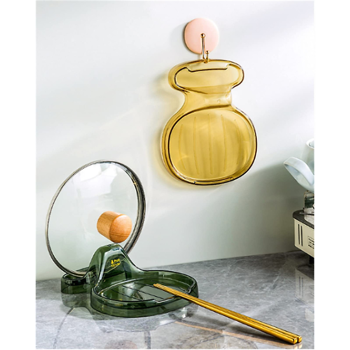 Multifunction Kitchen Spatula Rack, 2023 New Multifunction Kitchen Spatula Rack, Versatile Pot Lid Ladle Holder, Food Grade Plastic Spoon Holder for Multiple Utensils (F)