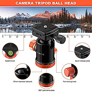 PHOPIK Camera Tripod 76 Inch Camera Tripod with Rotatable Horizontal Center Column, Aluminium Professional Tripod for DSLR with 360 Degree Ball Head, Quick Release Plate