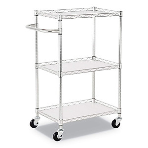 Alera ALESW322416SR 24 in. x 16 in. x 39 in. 450 lbs. Capacity 3-Shelf Wire Cart with Liners - Silver