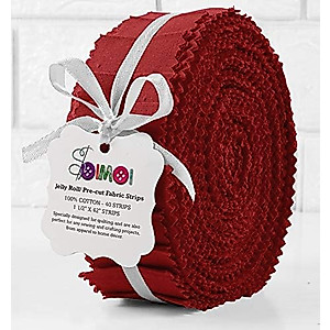Soimoi 40Pcs Solid Red Cotton Precut Fabrics for Quilting Craft Strips 1.5 Inches Jelly Roll