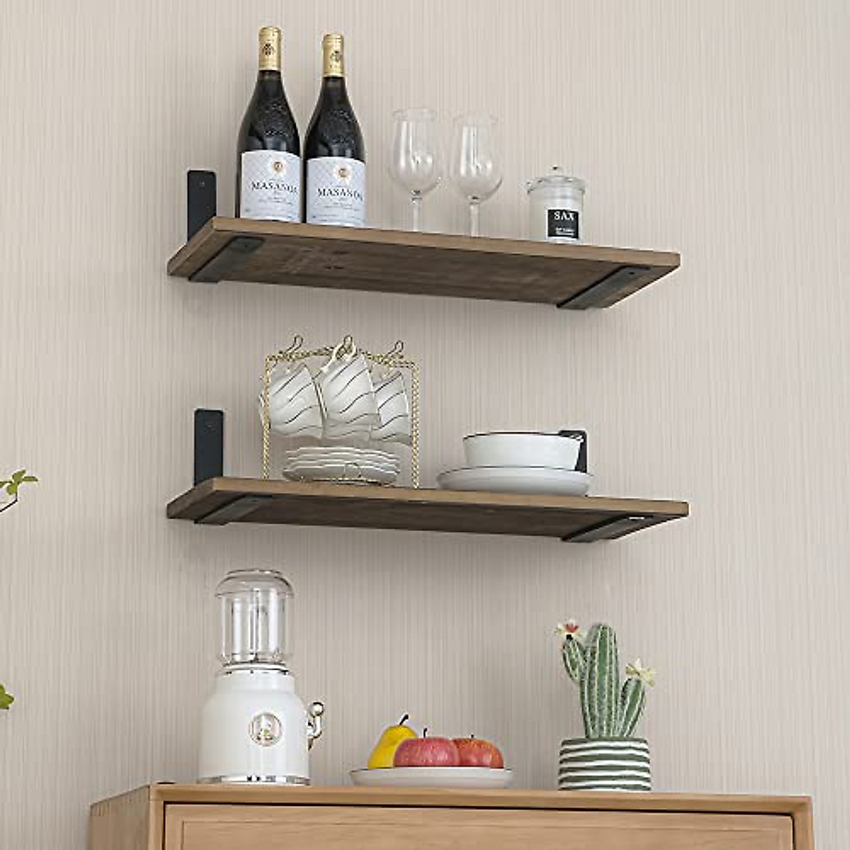 SAMTSELT 4 Packs Heavy Duty L Brackets for Shelves, Iron Floating Shelf Black Brackets,Industrial Hardware 90 Degree Right Angle Brackets. Wall-Mounted Metal Brackets for DIY Open Shelves (10x6'')