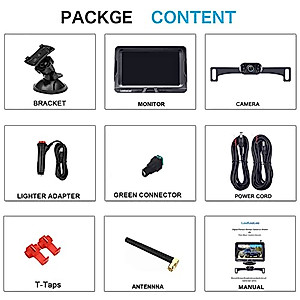 LeeKooLuu Wireless Backup Camera 5 Inch Rear View Monitor Kit HD 1080P Bluetooth Reverse Cameras for Truck Car Van Camper Two Channels Waterproof Night Vision DIY Parking Guide Lines LK2