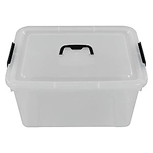 Begale 17.5 Quart Plastic Large Storage Container, Clear Latch Bin with Handle and Lid, 4-Pack