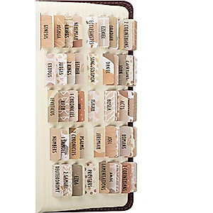 DiverseBee Laminated Bible Tabs (Large Print, Easy to Read), Bible Journaling Supplies, Bible Book Tabs, Christian Gift, 66 Bible Tabs Old and New Testament, Includes 11 Blank Tabs - Cappuccino Theme