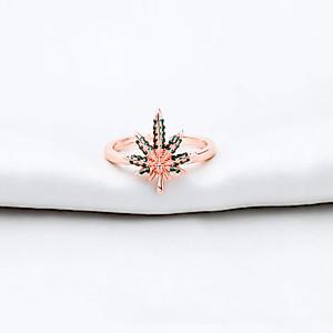 TGBJE Cannabis Leaf Ring Cannabis Gift Cannabis Weed Gift Cannabis Lover Gift Marijuana Gift (RG G-weed)