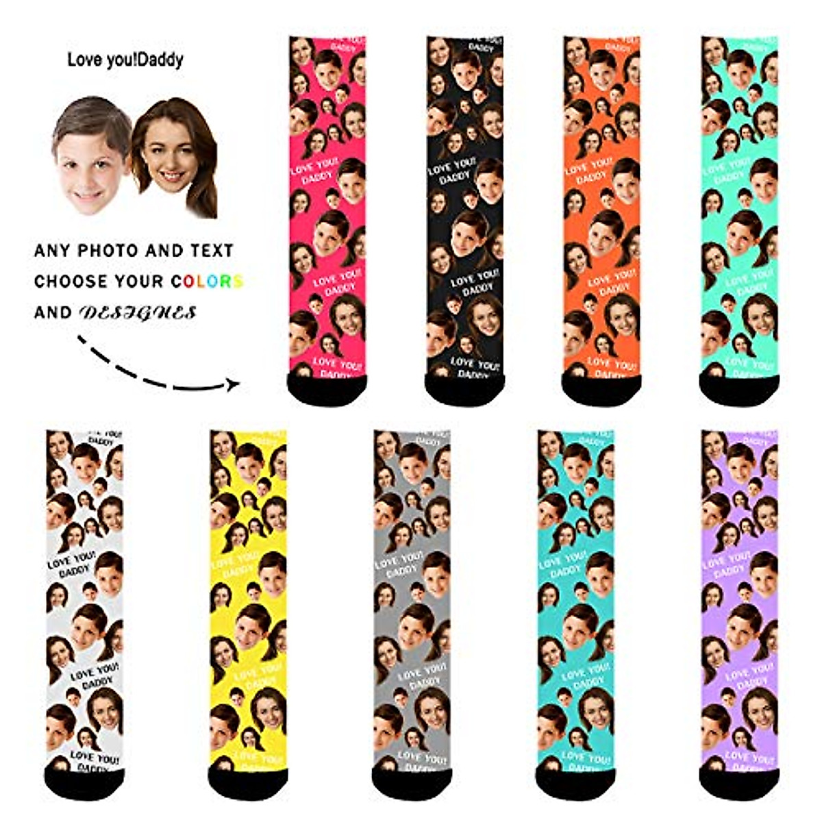 Custom Face Socks,Personalized Photo Socks,Upload Family Face on Socks for Men,Women