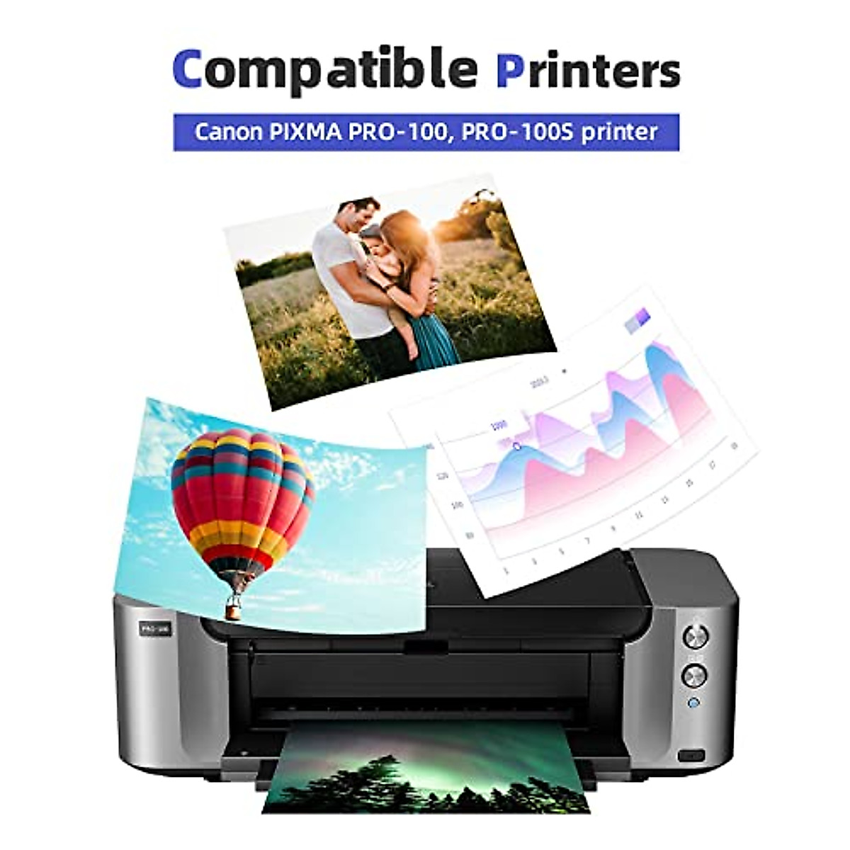 CLI42 CLI-42 Ink Cartridges Replacement for Canon Pixma Pro-100 Pro-100S Inkjet Printer (2BK, 2C 2M 2Y 2PC 2PM 2GY 2LGY 16-Pack)