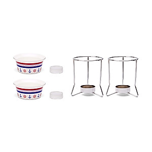 Nantucket Seafood Ceramic Butter Warmers, Nautical Design, Set of 2