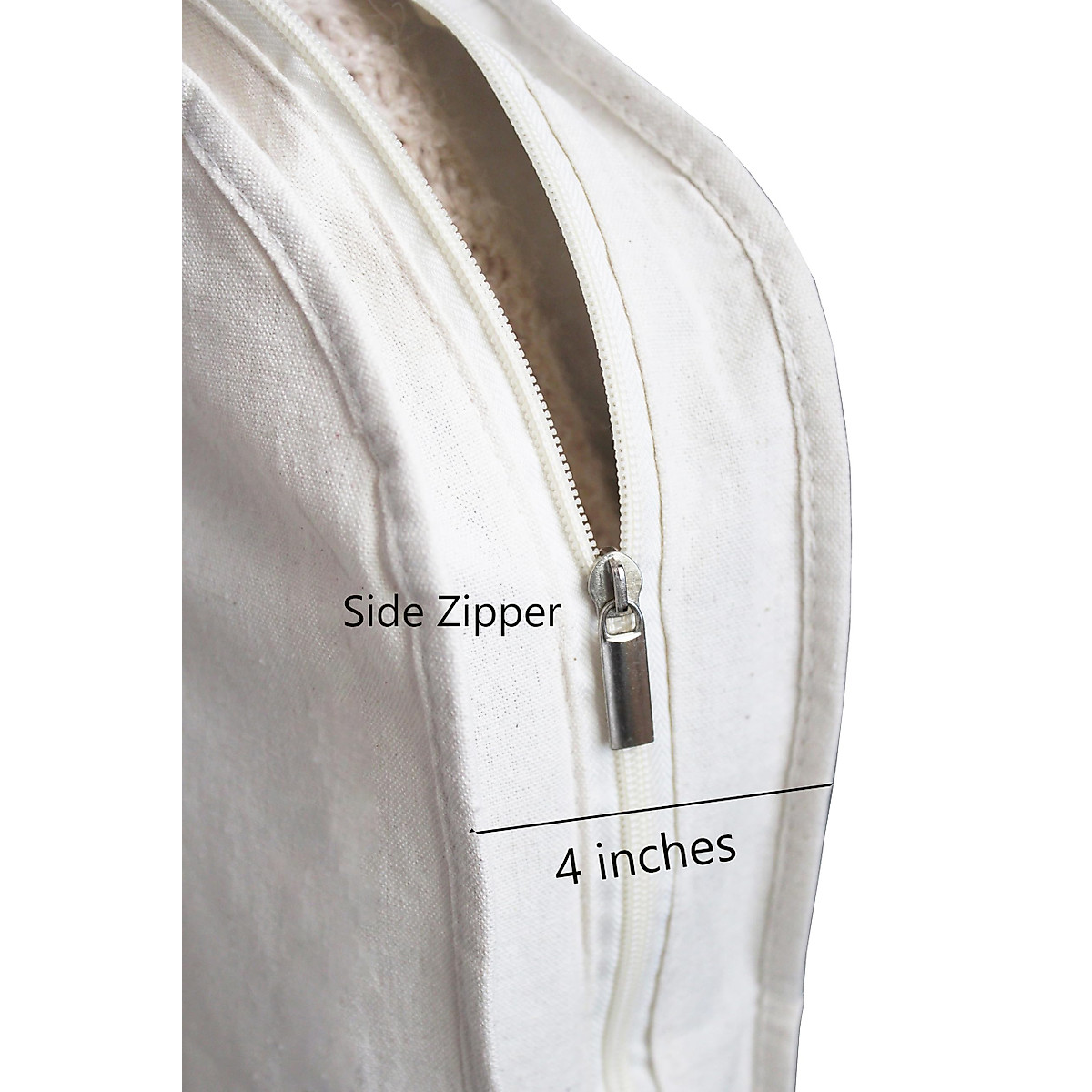 100% cotton canvas garment bags for closet storage and travel 4" Gussets bags with Side Zipper for clothes,coats,jackets,shirts,dresses garment cover for hanging clothes storage (24 * 60 * 4")