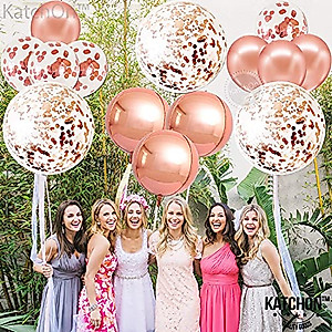 Giant, Rose Gold Balloons Set - Pack of 21, Rose Gold Confetti Balloons | Rose Gold Foil Balloon for Rose Gold Party Decorations | Rose Gold Mylar Balloons, Birthday, Baby Shower, Bachelorette Party