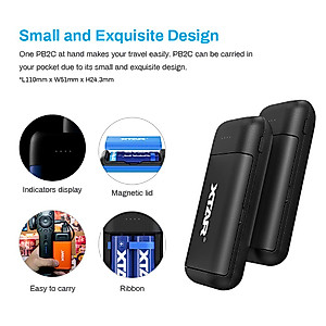 Speedy 18650 Battery Charger XTAR PB2C USB Output Function, Portable Li-ion 18650 Battery Charger Box w/USB Port and LED Display for all 18650 Batteries（Batteries NOT included)