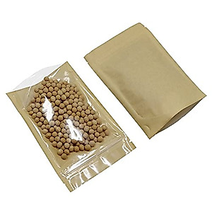 50 Pcs Clear Fornt Brown Kraft Paper for Zip Plastic Package Lock Bag Doypack Stand Up Pouch Zipper Lock Reclosable Pouch Nuts Coffee Food Storage Packaging Pack (3.9x5.9 inch)