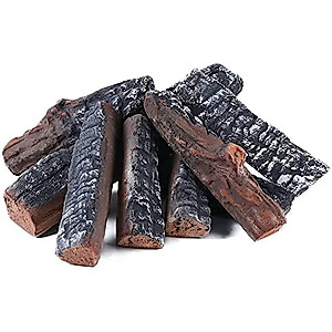 8 Small Pieces Set of Ceramic Wood Gas Fireplace Logs.