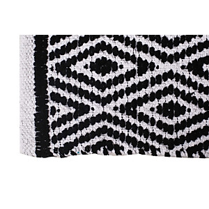 THE BEER VALLEY Cotton Diamond Rug 21x34 Inches - Black, Reversible Machine Washable Accent Rugs for Bedroom, Kitchen, Entryway, Bathroom