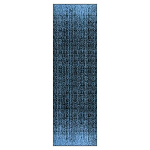 Wonnitar Washable Long Hallway Runner Rug, 2'6"x8' Non Slip Runners for Kitchen Floor, Modern Ombre Blue Non Shedding Ultra Thin Entryway Carpet Runners for Bathroom Hall