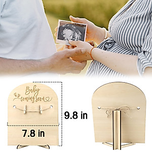Xunboo Pregnancy Announcement Ultrasound Frame Stand Wooden Ultrasound Frame Gift for Mother-to-be Baby Shower Social Media Photo Prop (Large Size)