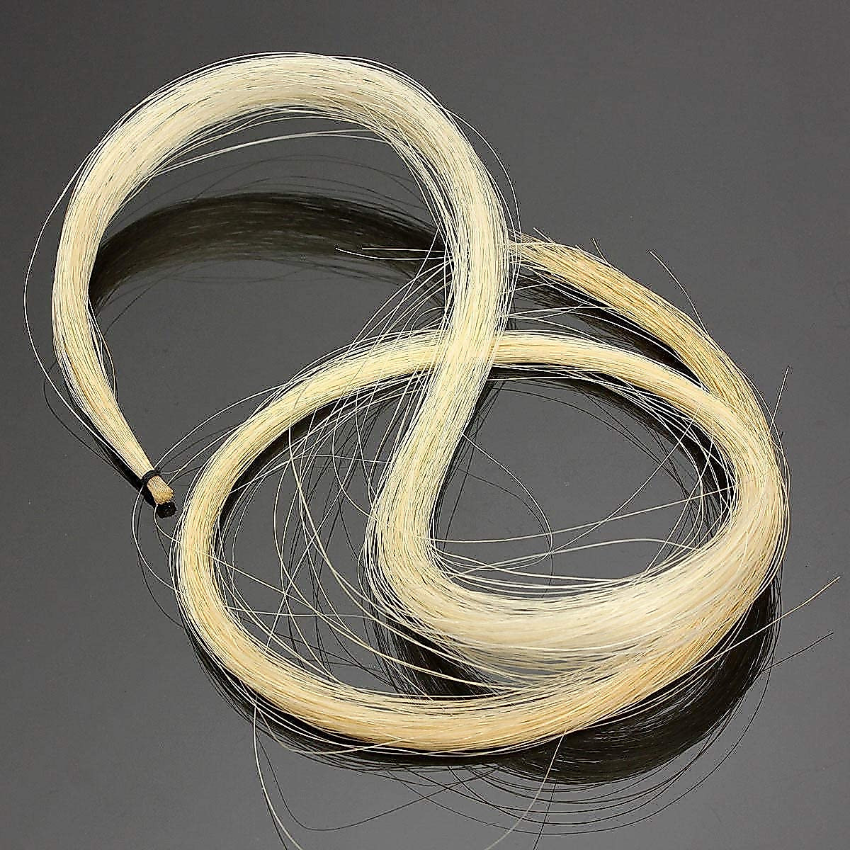KAIY 2 Hanks Mongolian Horse Bow Hair for Violin, Professional Violin Bow Hair Made of Genuine, 29.5 Inch Natural White