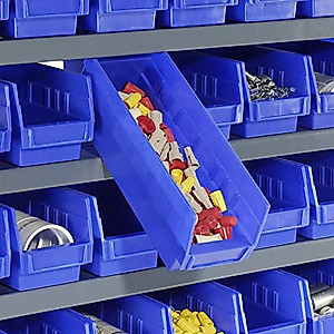 Global Industrial 13 Shelf Steel Shelving with (81) 4" H Plastic Shelf Bins, Blue, 36x12x72