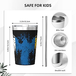12oz Tumbler Canary Islands Flag Stainless Steel Cup With Straw And Lid Spill Proof Bulk Double Wall Vacuum Reusable Water Tumblers For Cold Hot Drink