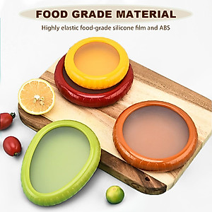 Iosjeude Set of 4 Reusable Storage Containers Avocado Saver Onion Keeper Tomato Holder Fruit Saver Fruit Organizer Soft Shell Food Container for Fridge Keep Fresh